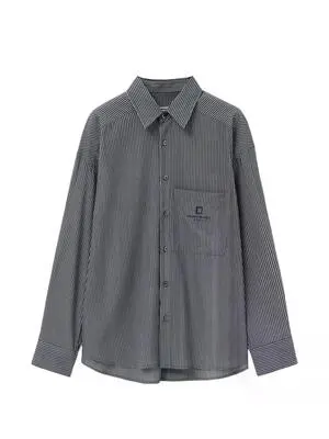 WOOYOUNGMI Striped-pattern Logo-detail Shirt - Black