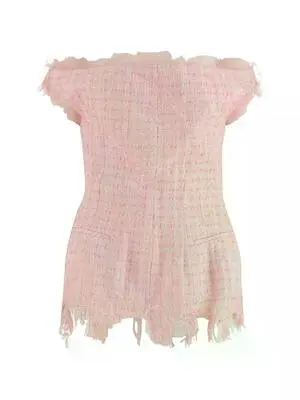 Matieres Fecales Off-shoulder Fringed Hem Top