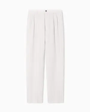 Giorgio Armani Double-pleat Linen Trousers With Pinstripes - Grey