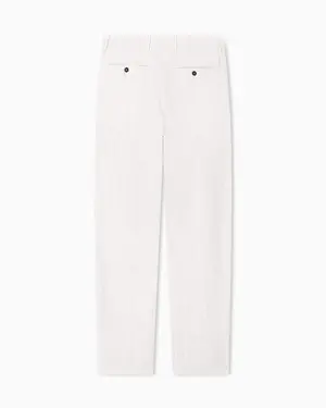 Giorgio Armani Double-pleat Linen Trousers With Pinstripes - Grey