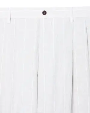 Giorgio Armani Double-pleat Linen Trousers With Pinstripes - Grey