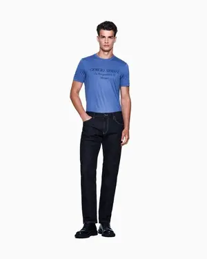 Giorgio Armani Regular-fit Five-pocket Trousers In Cotton And Modal - Black