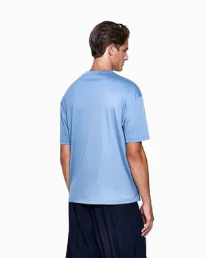 Giorgio Armani Organic Cotton Interlock Crew-neck T-shirt - Light Blue