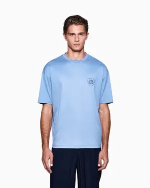 Giorgio Armani Organic Cotton Interlock Crew-neck T-shirt - Light Blue