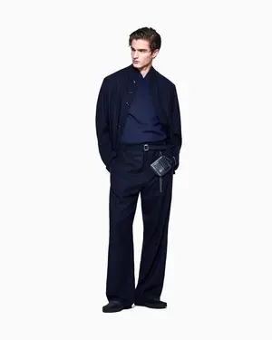 Giorgio Armani Fluid Wool Flat-front Trousers