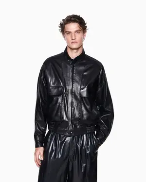Giorgio Armani Nappa Lambskin Zip-up Jacket