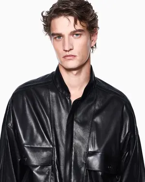 Giorgio Armani Nappa Lambskin Zip-up Jacket