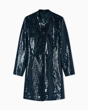 Giorgio Armani Crocodile Print Leather Coat