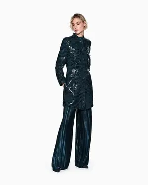 Giorgio Armani Crocodile Print Leather Coat