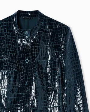 Giorgio Armani Crocodile Print Leather Coat