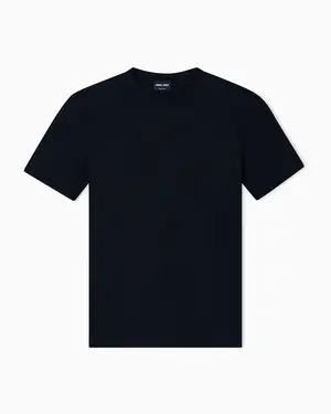 Giorgio Armani Viscose Blend T-shirt With Embossed Finish - Black