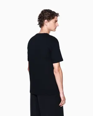 Giorgio Armani Viscose Blend T-shirt With Embossed Finish - Black