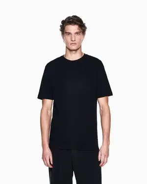 Giorgio Armani Viscose Blend T-shirt With Embossed Finish - Black