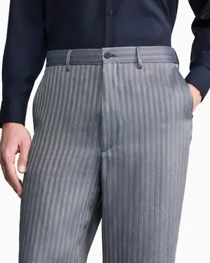 Giorgio Armani Flat-front Trousers In Viscose, Linen, And Silk