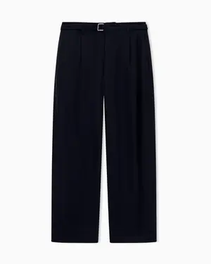 Giorgio Armani Cupro Basketweave Single-pleat Trousers - Black