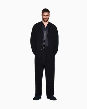 Giorgio Armani Cupro Basketweave Single-pleat Trousers - Black