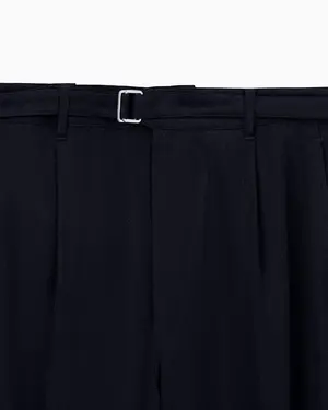 Giorgio Armani Cupro Basketweave Single-pleat Trousers - Black