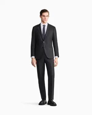 Giorgio Armani Manhattan Line Single-breasted Suit In Micro-armure Virgin Wool