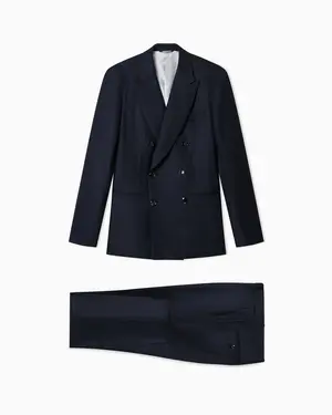 Giorgio Armani Napoli Line Double-breasted Pinstriped Suit In Chevron Virgin Wool