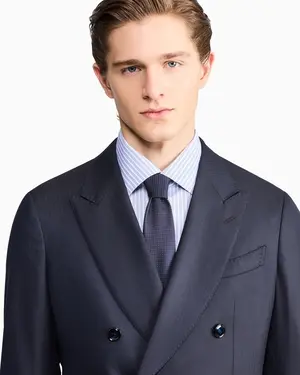 Giorgio Armani Napoli Line Double-breasted Pinstriped Suit In Chevron Virgin Wool