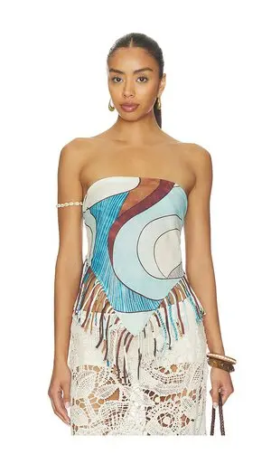ROAME. Rara Fringe Scarf In Baby Blue - Playa