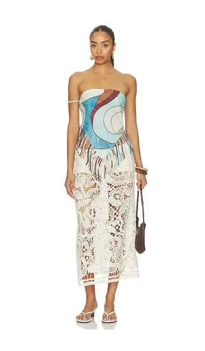 ROAME. Rara Fringe Scarf In Baby Blue