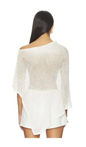 Enza Costa Linen Open Knit Poncho