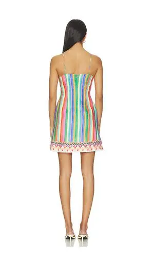 Saloni Embroidered Linen Mini Dress