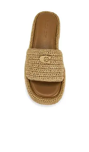 COACH Sculpted C Flatform Raffia Slide - Natural
