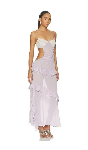 SIEDRES Signe Maxi Dress With Macrame Trim And Cut-out Details - Lilac