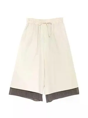 Y’s Layered Pinstripe Pattern Shorts - Neutrals