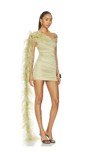 THE NEW ARRIVALS ILKYAZ OZEL Bibi Dress Feather Trimmed