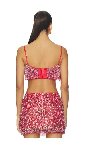 ASTA RESORT X Yasmin Fringe Bralette In Red