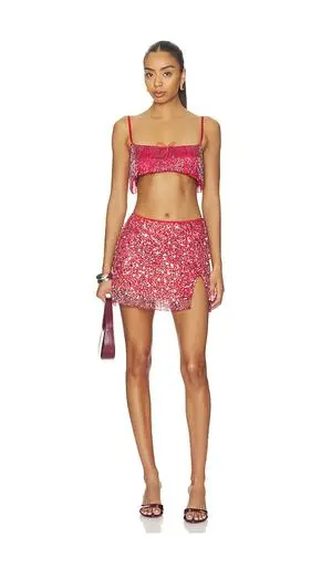 ASTA RESORT X Yasmin Fringe Bralette In Red
