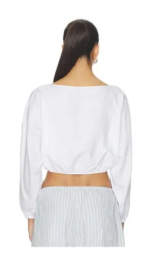 LESET Yoko Long Sleeve Blouson Top - White