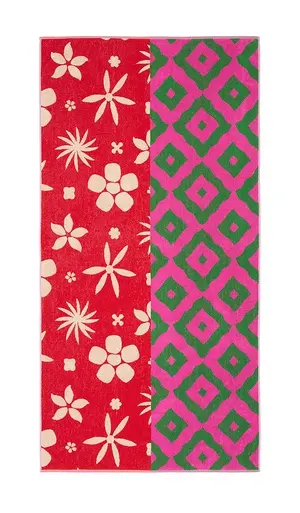 DUSEN DUSEN Peony Beach Towel In Red,green - Multi