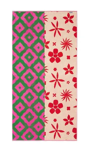 DUSEN DUSEN Peony Beach Towel In Red,green