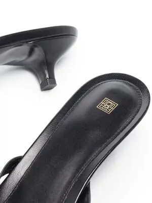 TOTEME Leather Heel Thong Sandals - Black