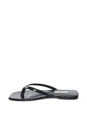 TOTEME Leather Flat Thong Sandals - Brown