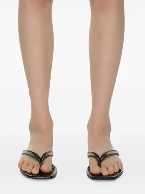 TOTEME Leather Flat Thong Sandals - Brown