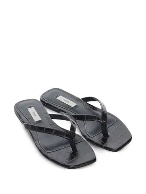 TOTEME Leather Flat Thong Sandals - Brown