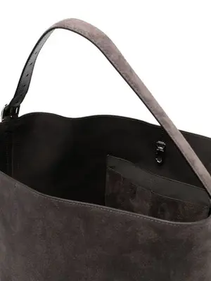 TOTEME Belted Suede Leather Tote - Grey