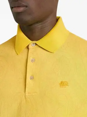 Etro Arnica-motif Cotton Polo Shirt - Yellow