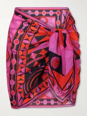 Emilio Pucci Printed Self-tie Cotton Pareo - Pink