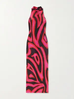 Emilio Pucci Printed Mesh Maxi Dress - Pink