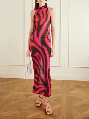 Emilio Pucci Printed Mesh Maxi Dress