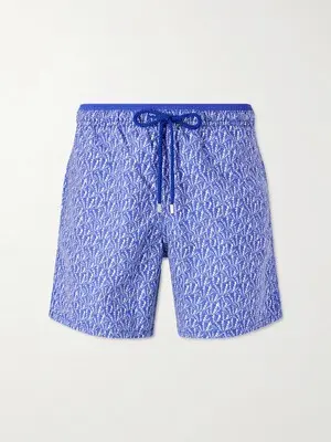Vilebrequin Moka Straight-leg Mid-length Printed Econyl® Swim Shorts - Blue