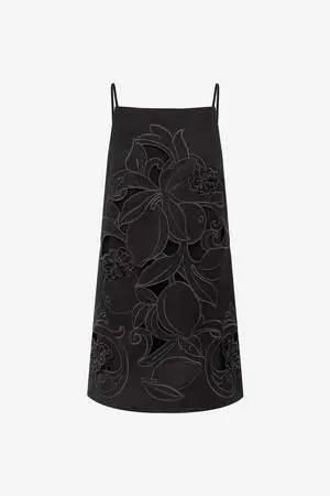 LEO LIN Leia Appliqué Mini Dress - Ebony