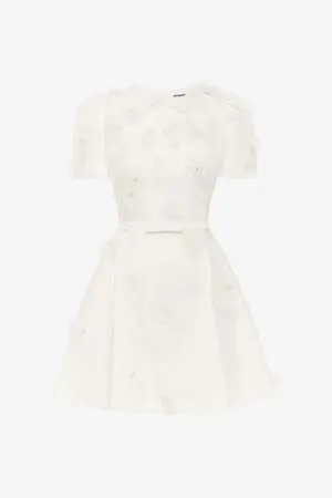 LEO LIN Elyse Petal Short Sleeve Mini Dress - Snow
