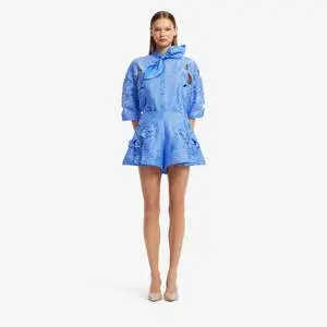 LEO LIN Brooklyn Appliqué Bow Puff Sleeve Top